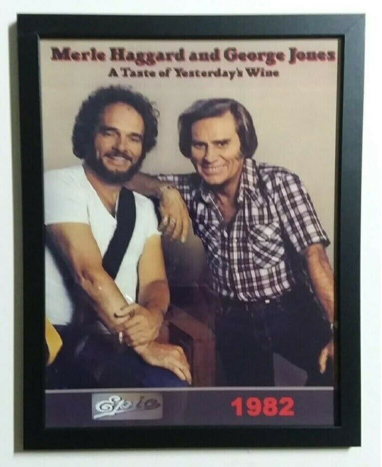 George Jones Merle Haggard Hand Signed Yesterdays Wine Promo Photo
