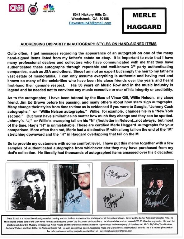 Merle Haggard hand-signed SUN RECORDS Promo Photo - Etsy