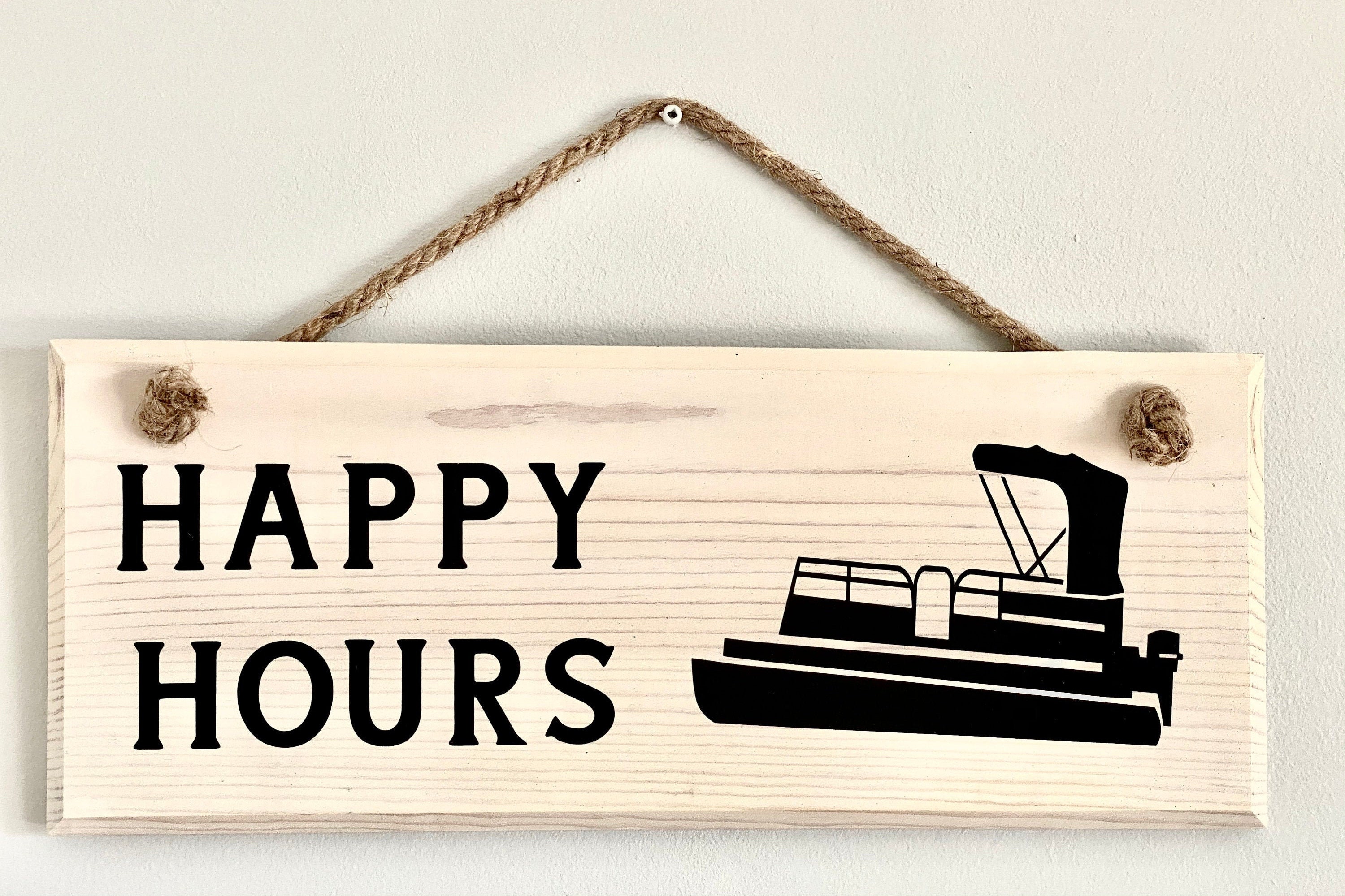 Happy Hours wooden Pontoon Boat sign. Lake life boat Life | Etsy