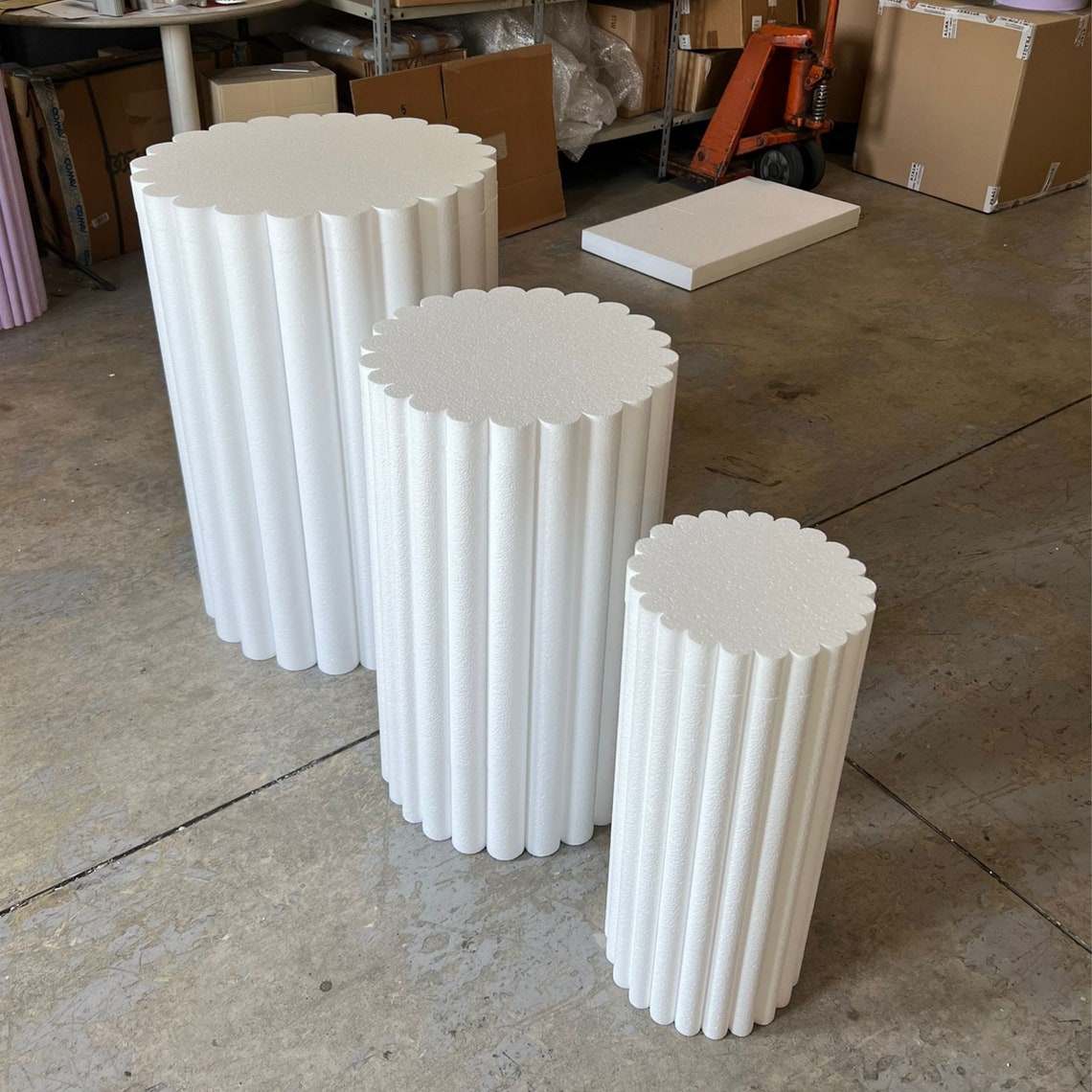 Flower-shaped Styrofoam Cylinders, Hollow Foam Cylinders, White Party ...