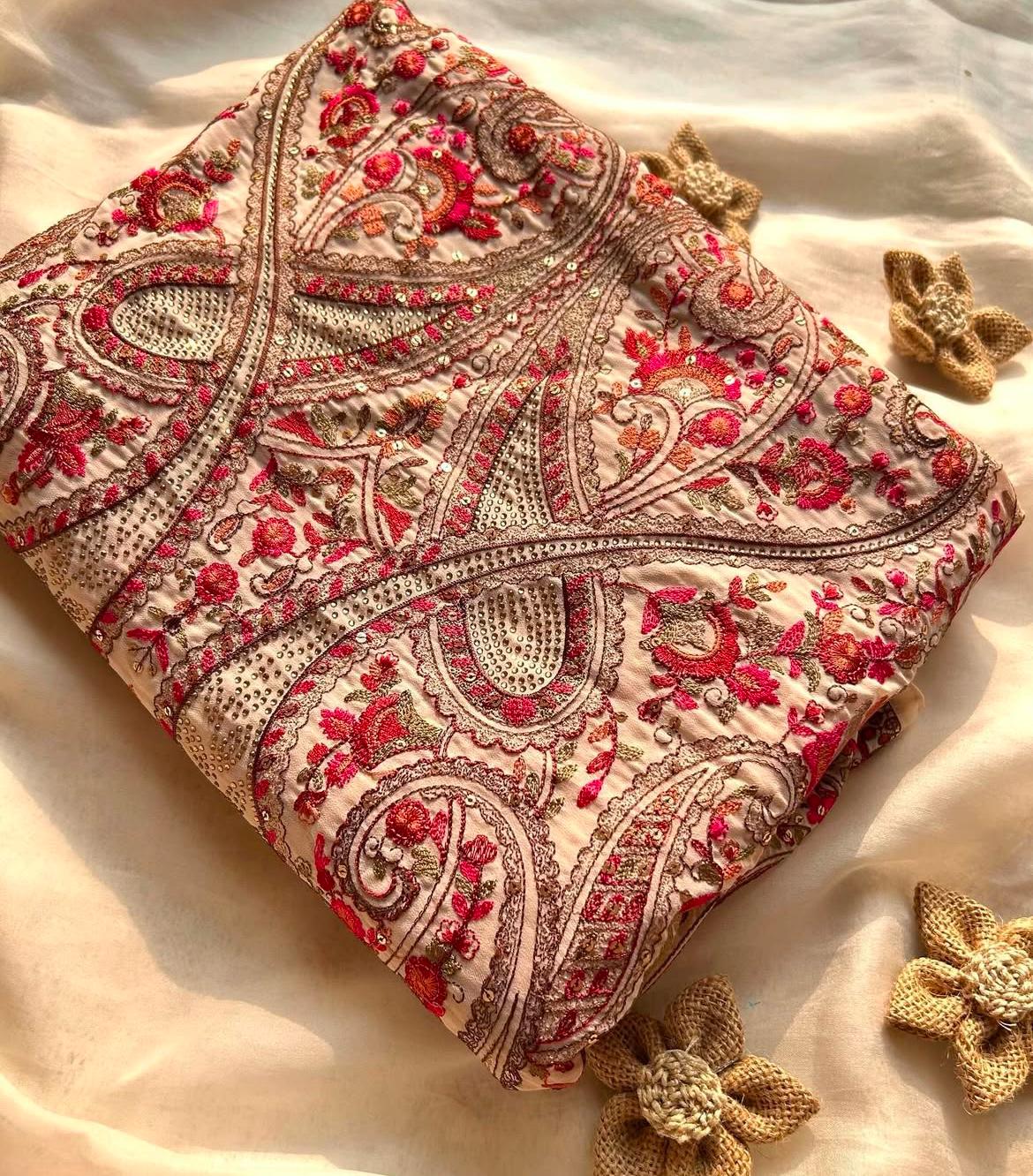 Multi-thread Kashmiri Jaal Embroidery Dupatta – Exquisite Elegance - Etsy
