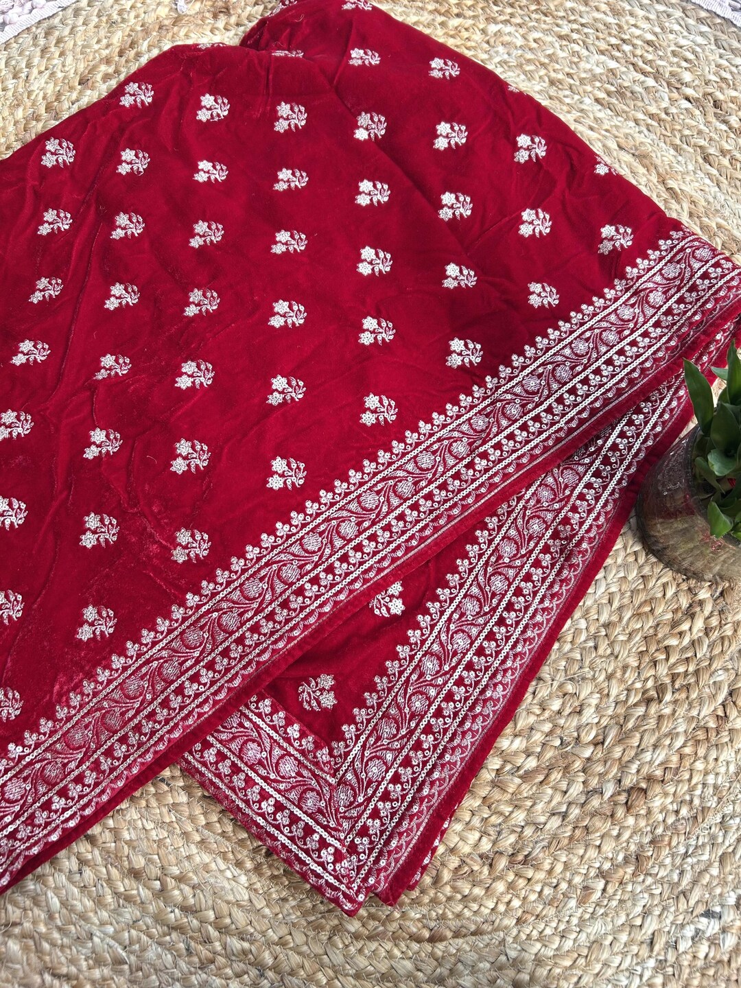 Maroon Velvet Shawl With Sequin Border Work - Etsy