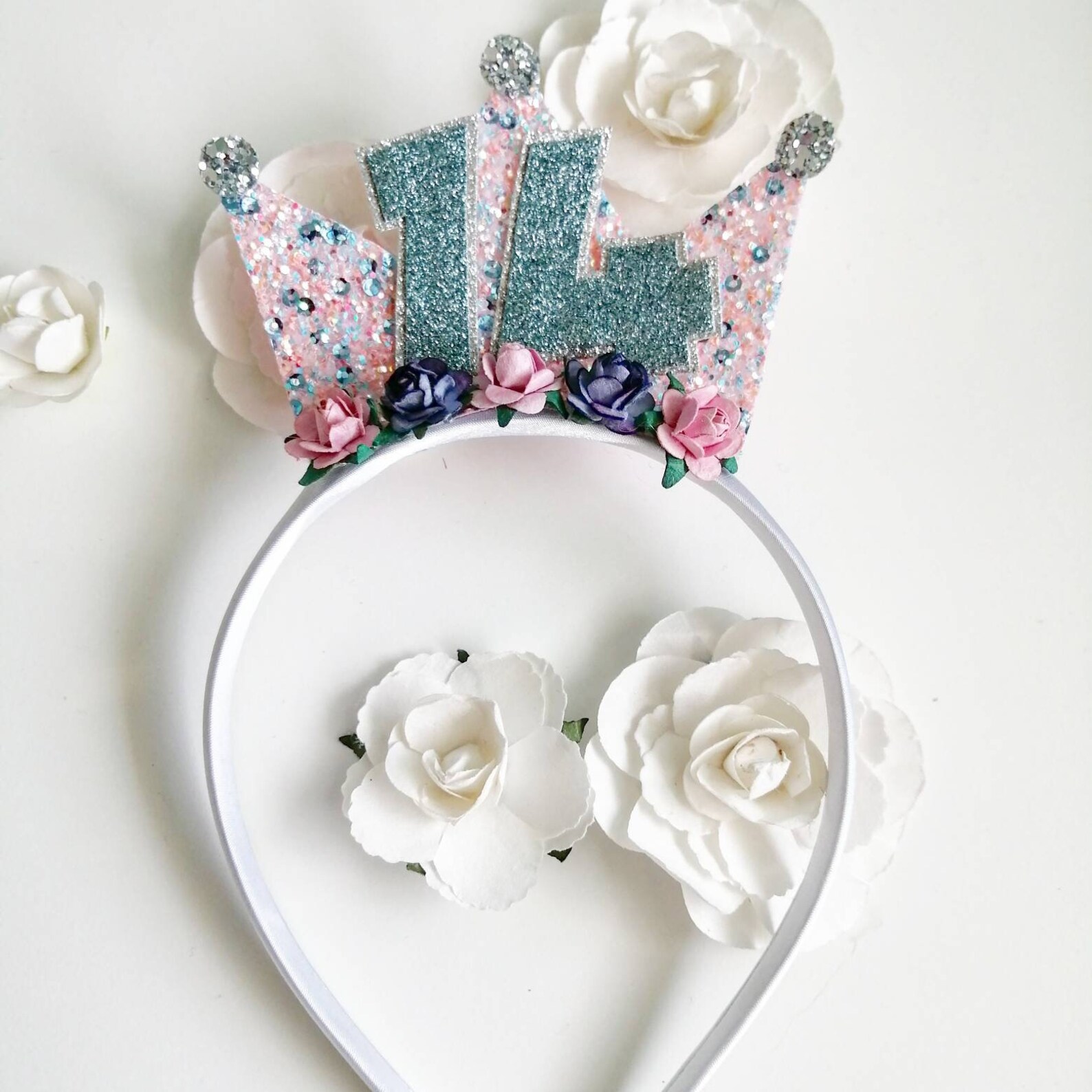 Girls Birthday Crown Headband Girls Hair Accessories Glitter | Etsy