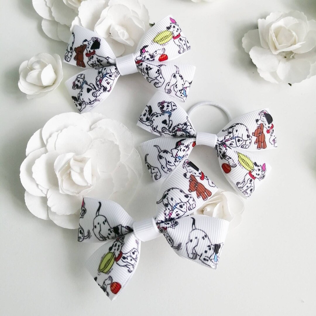 Dalmatians, Small Bows, Girls Pigtail Bows, White Bow, Gifts for Girls ...