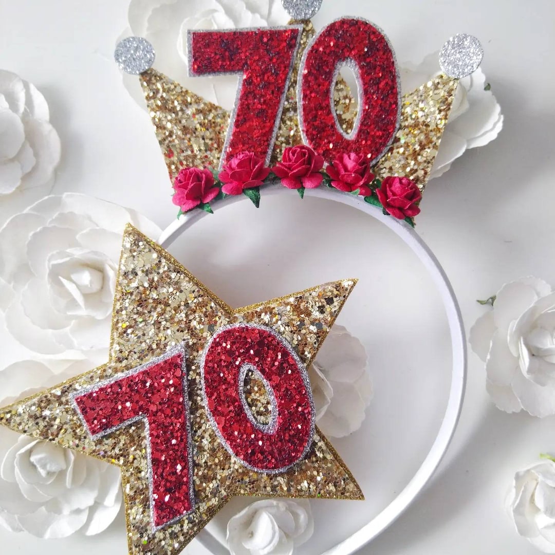 Gold and Red Birthday Crown and Badge Set, - Etsy