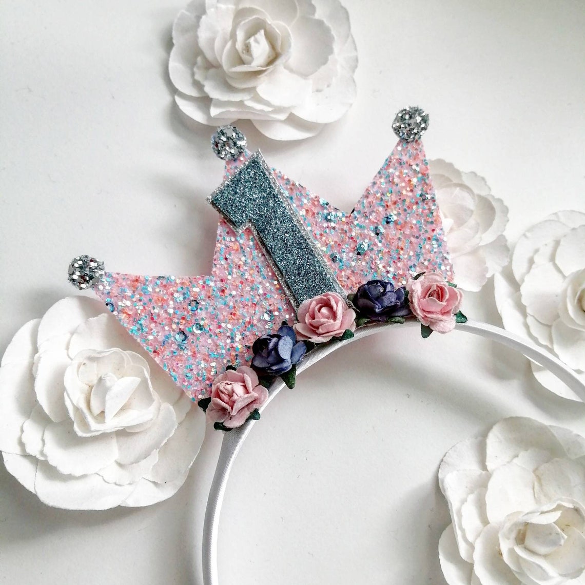 Girls Birthday Crown Headband Girls Hair Accessories Glitter | Etsy