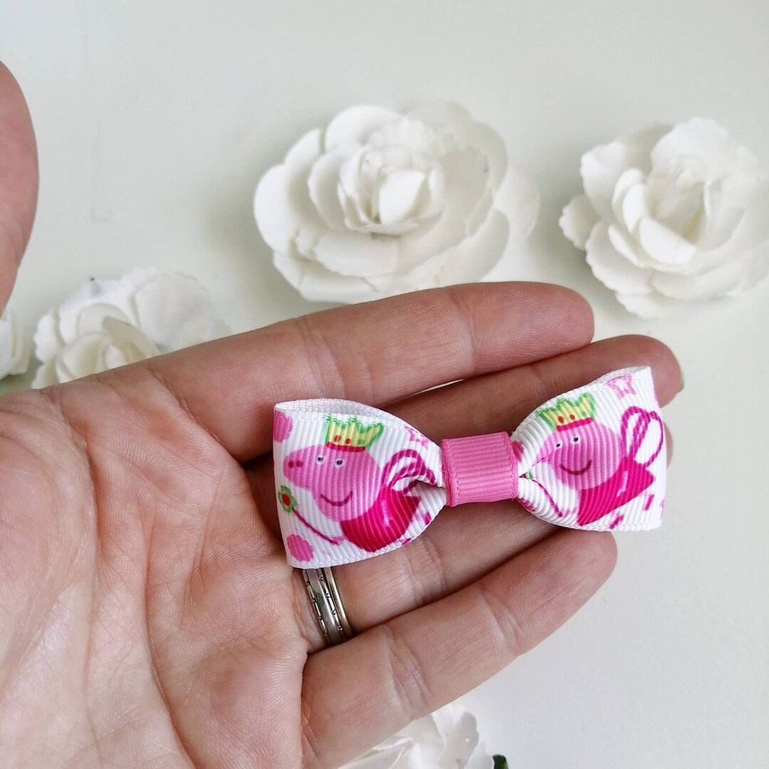 Peppa Pig Bow, Peppa Pig Hair Bow, Small Peppa Pig Bow, Peppa Pig Party ...