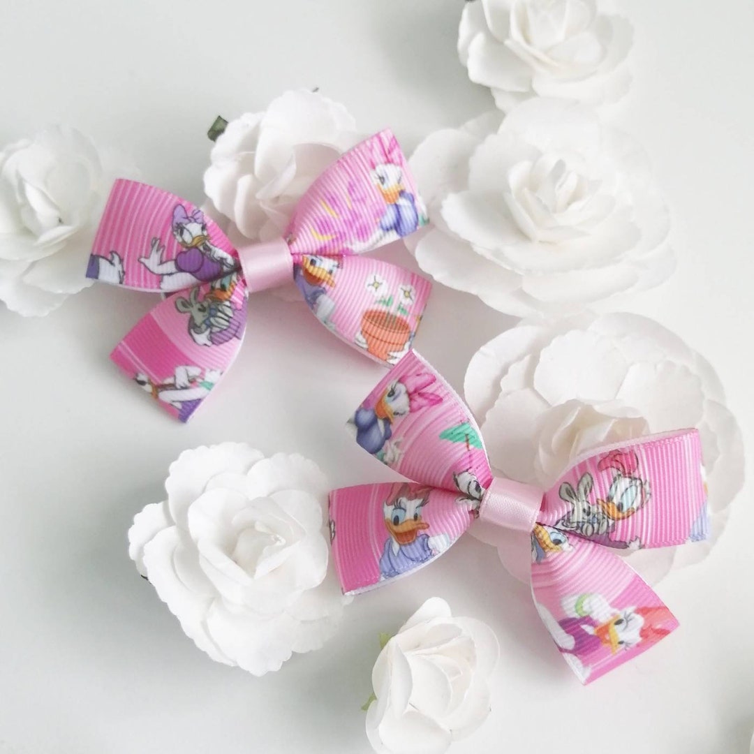 Duck, Pink Hair Bow, Pigtail Bows, Girls Bow, Toddler Bow, Small Bow ...