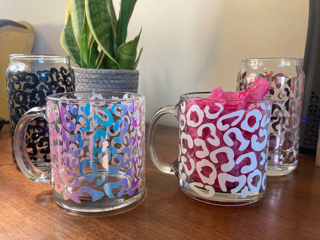 Leopard Glass Mugs, Cheetah Print Glass Mug, Cute Clear Glass Mugs ...