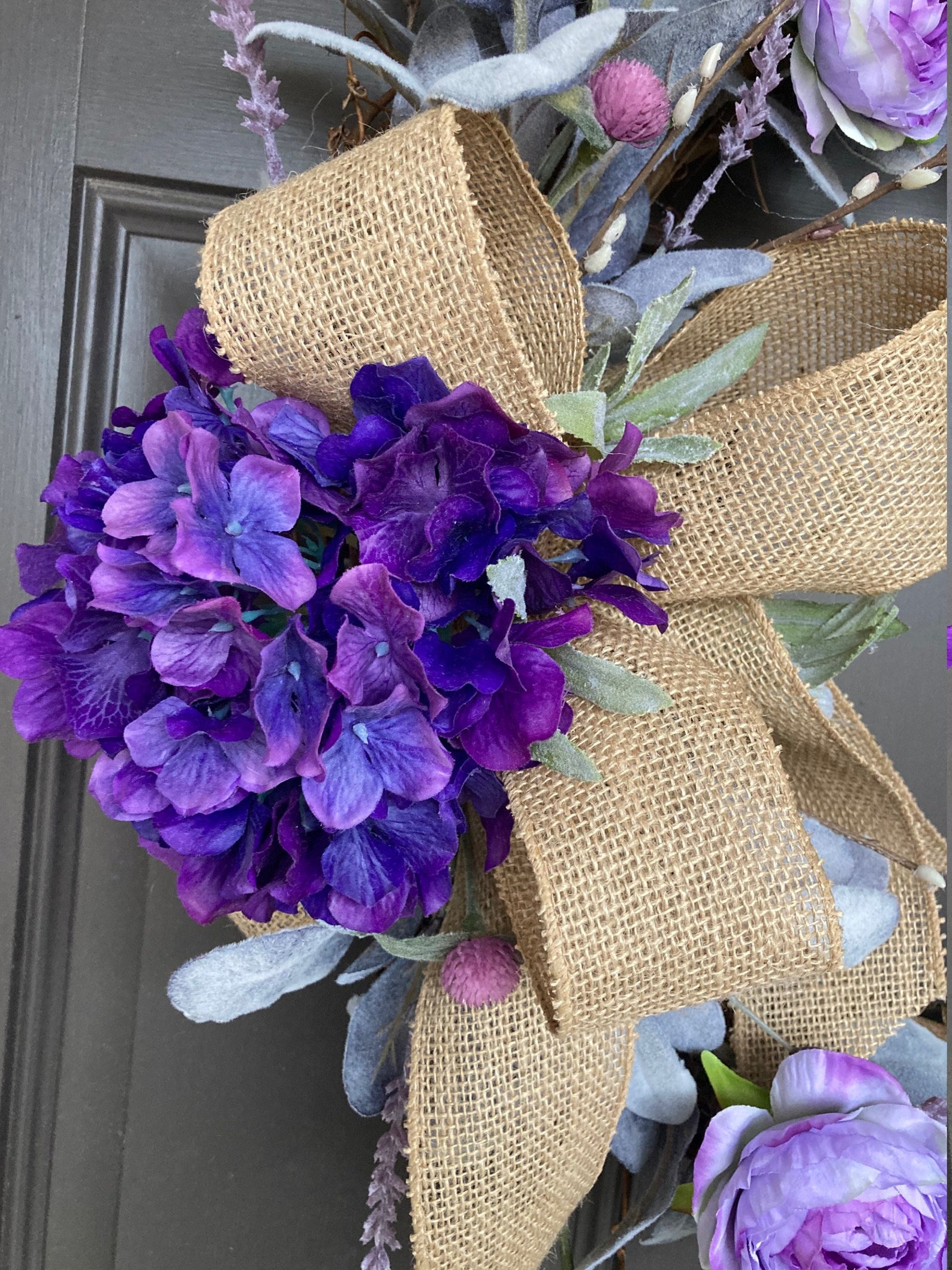Hydrangea Front Door Wreath Purple Hydrangea Front Door - Etsy