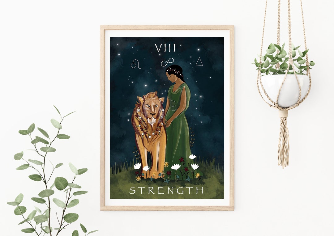 Strength Tarot Card Digital Print Unique Wall Art Illustration - Etsy
