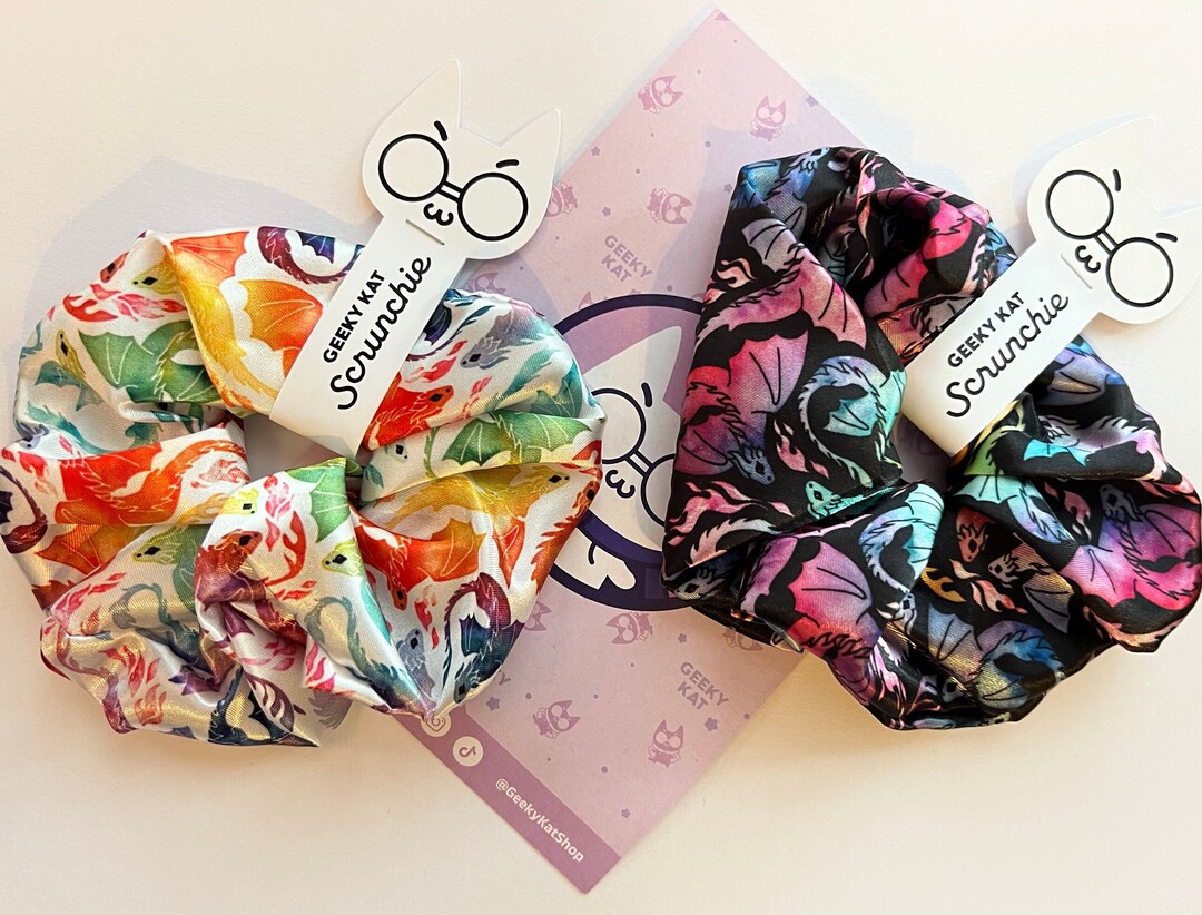 Cute and Powerful Rainbow Dragon Scrunchies - Etsy