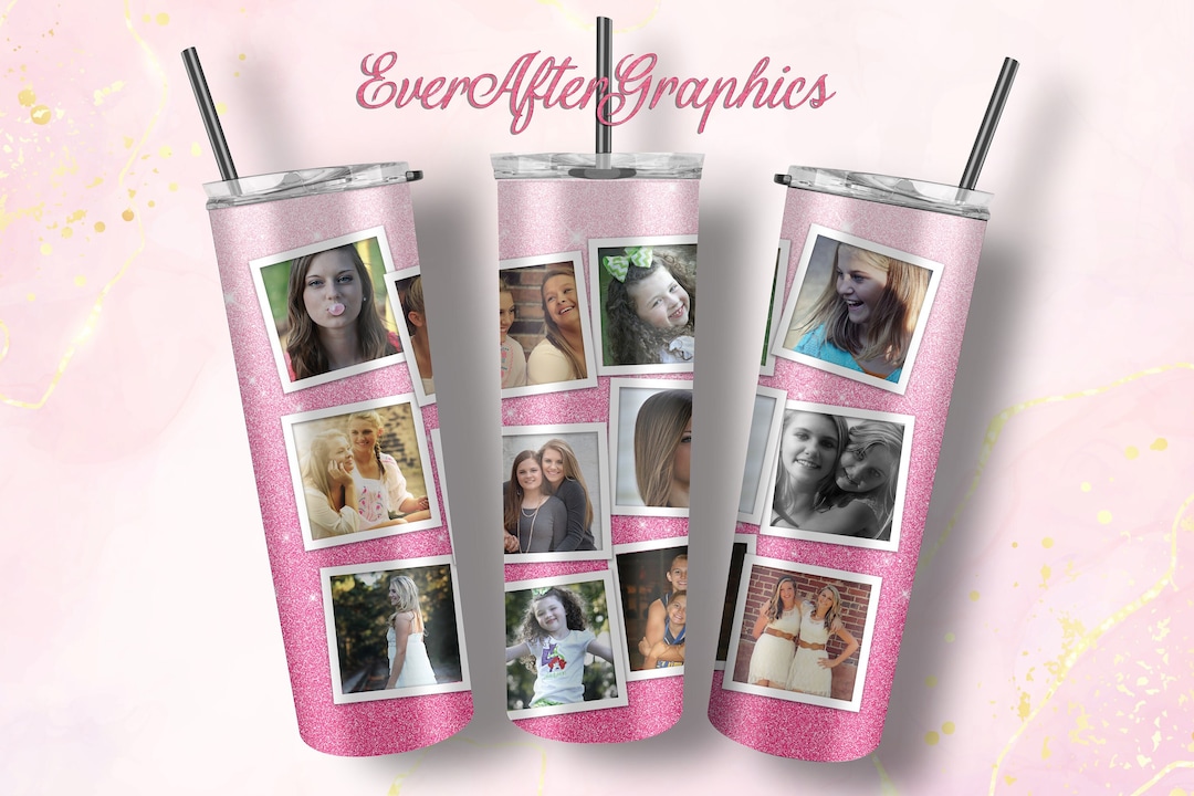 Hot Pink Glitter Ombre Photo Frame 20oz Tumbler PNG (digital Download ...
