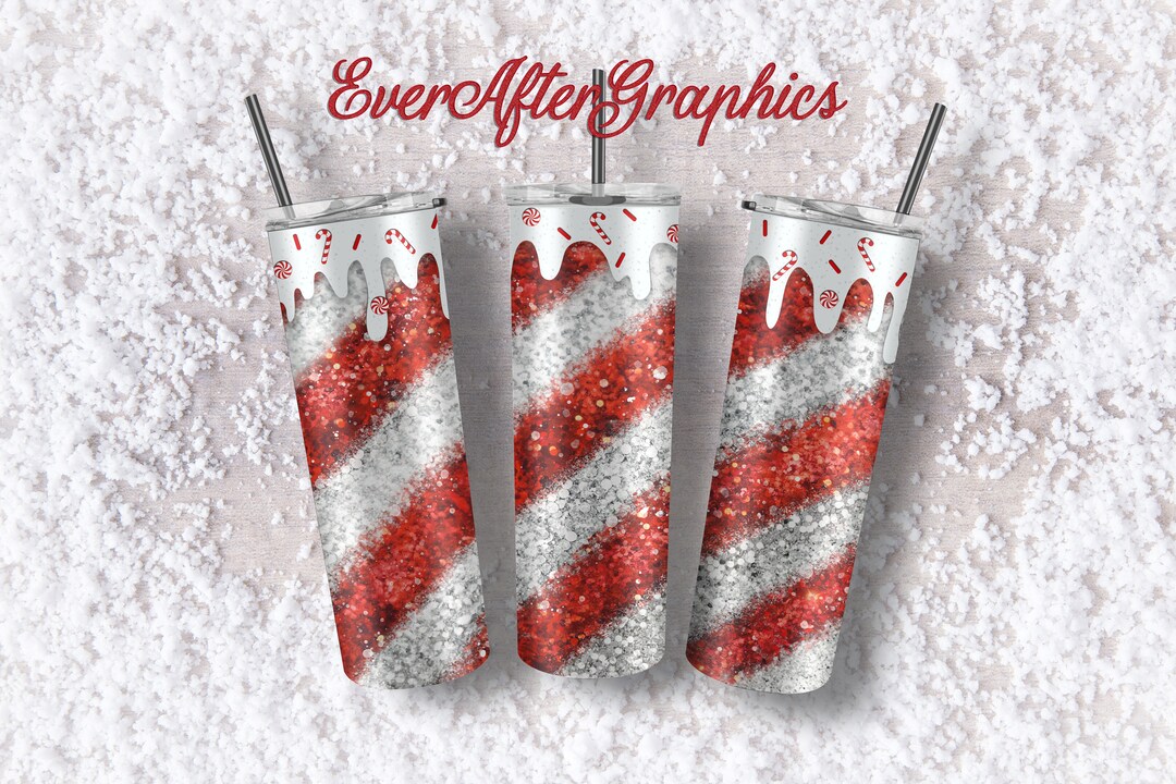 Peppermint Glitter Candy Cane Drip Tumbler Png, Christmas Candy Cane ...