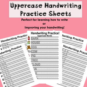 Uppercase Handwriting Printable Practice Sheets for Kindergarten ...