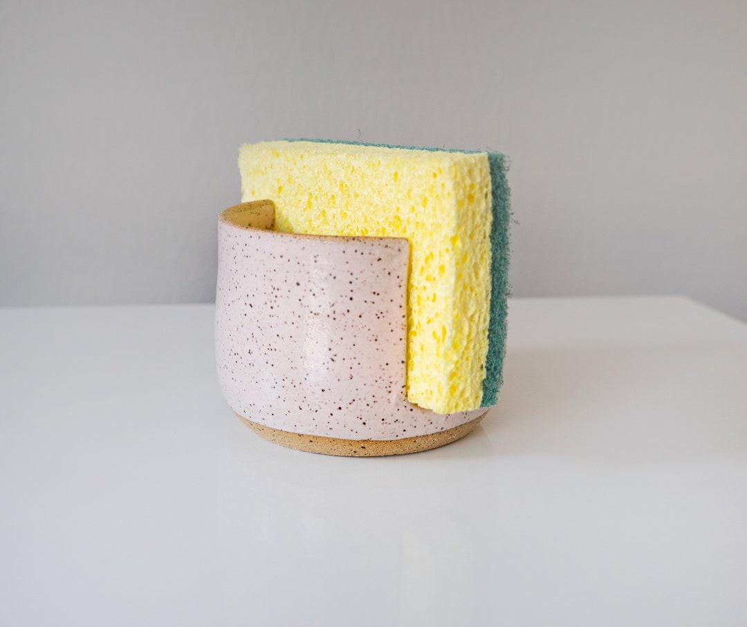 Ceramic Speckled Sponge Holder, Light Pink, Sponge Stand, Handmade ...
