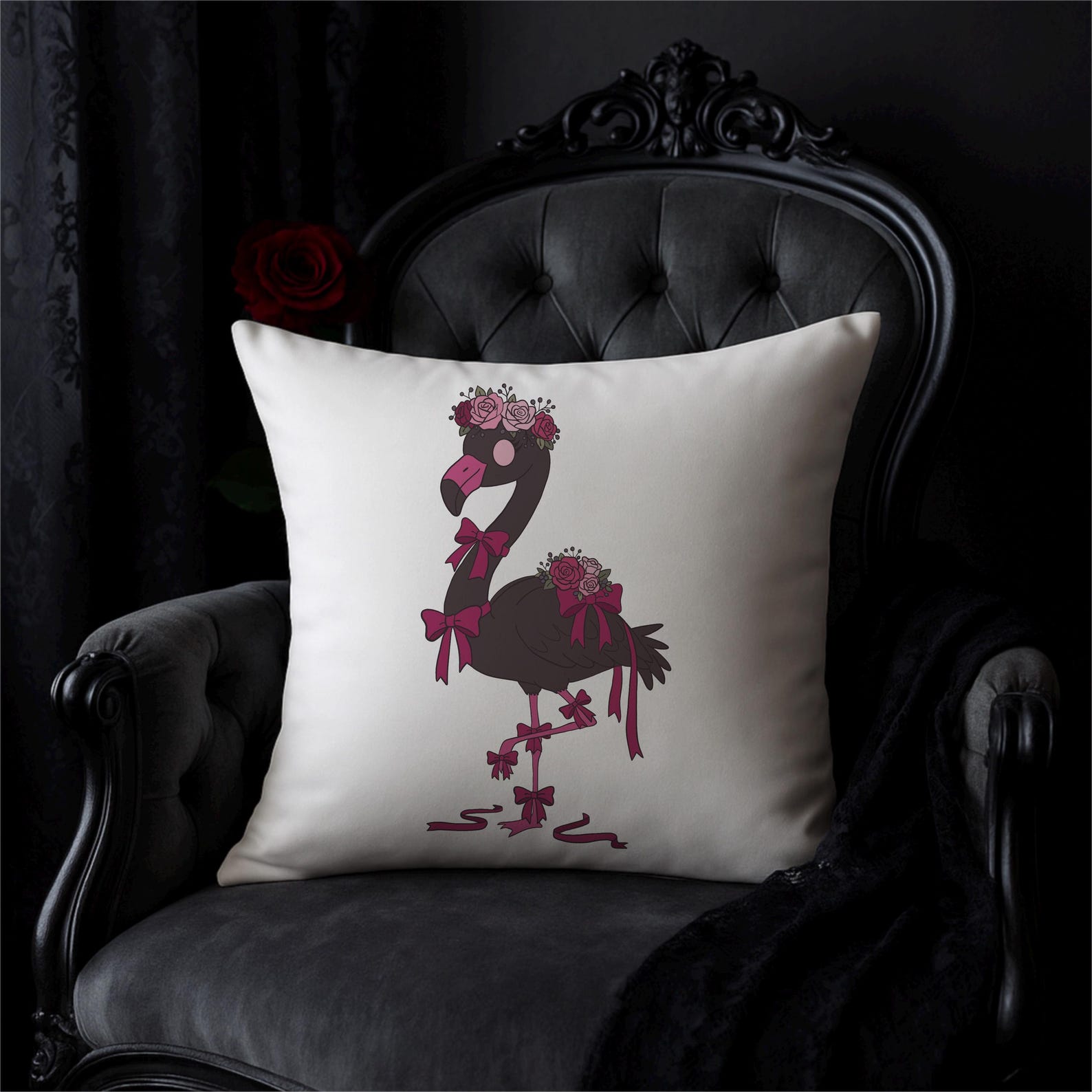 Goth Flamingo With Bows PNG JPEG, Hextober Design (digital Download) - Etsy
