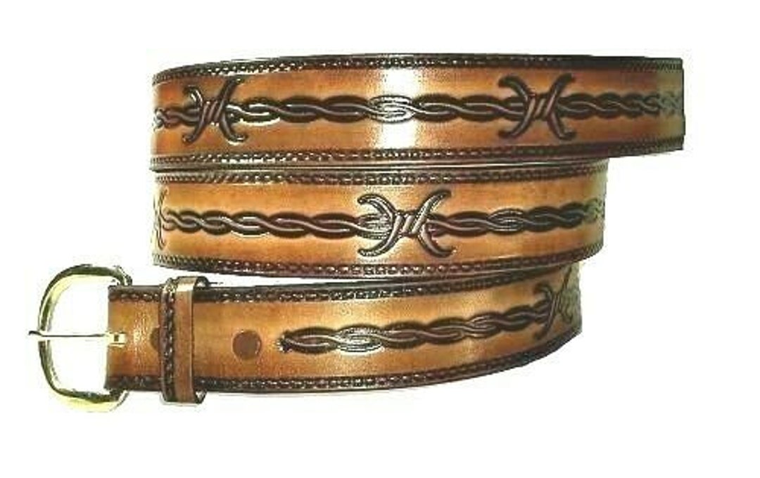 BARBED WIRE Work Wear Leather Handmade Belt 1 1/2" Wide With Buckle - Etsy