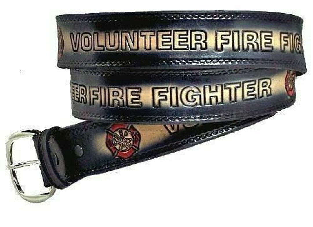 VOLUNTEER FIREFIGHTER Ems Medical Emergency Handmade Solid Cowhide ...