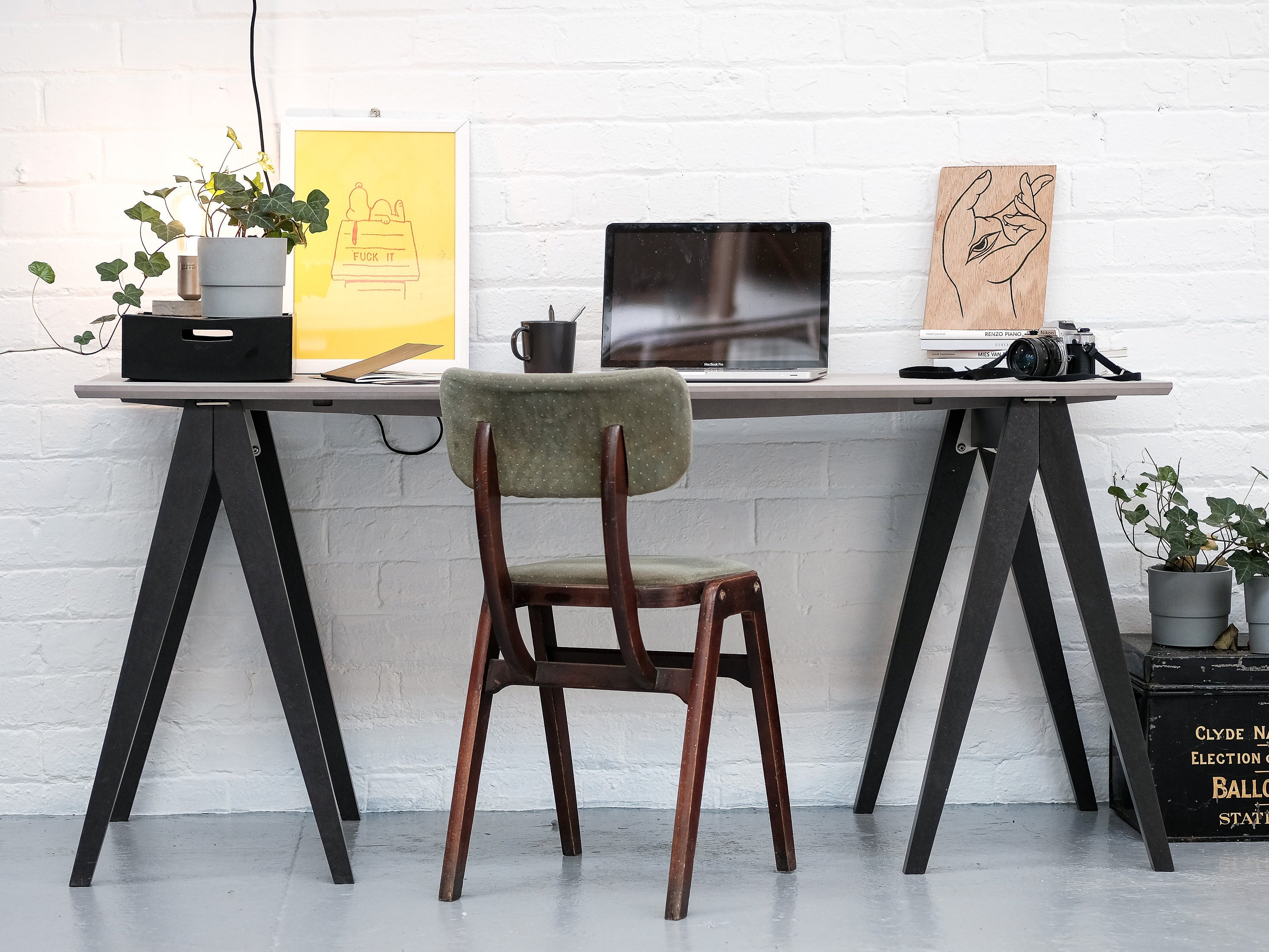 SAMM LW Trestle Table Black - Home Working Office Desk. Workbench ...