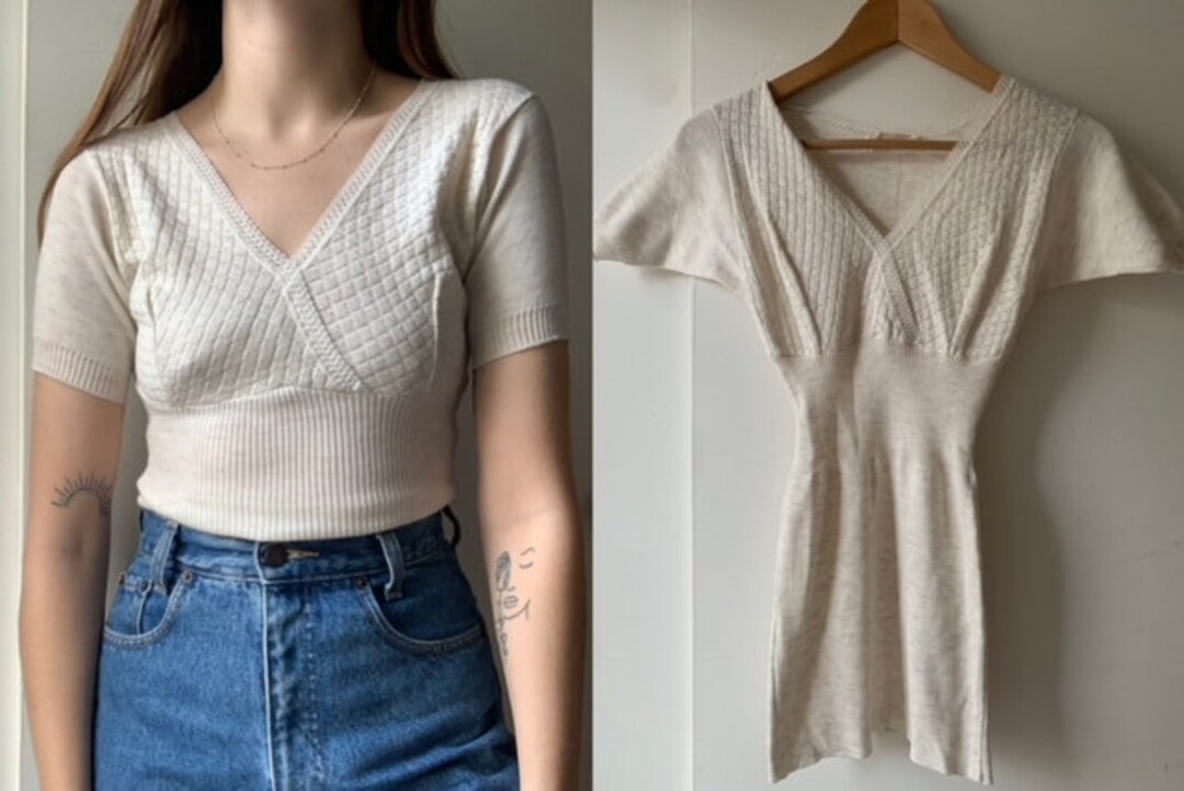 Vintage 1970s Meraklon Nude Sand Colored Short Sleeved WOOL - Etsy