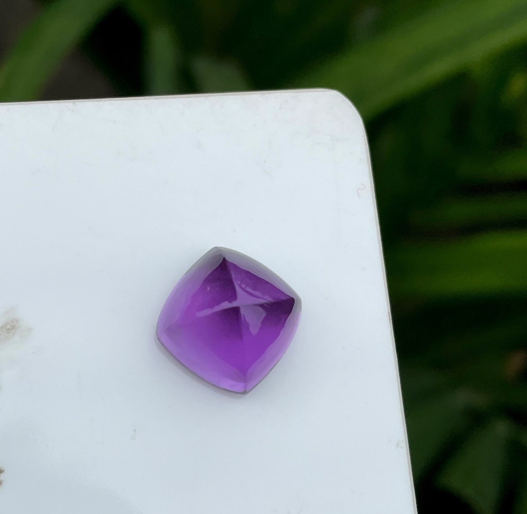 Natural Amethyst Gemstone Sugarloaf Cabochon. 11 MM Square Shape Color ...