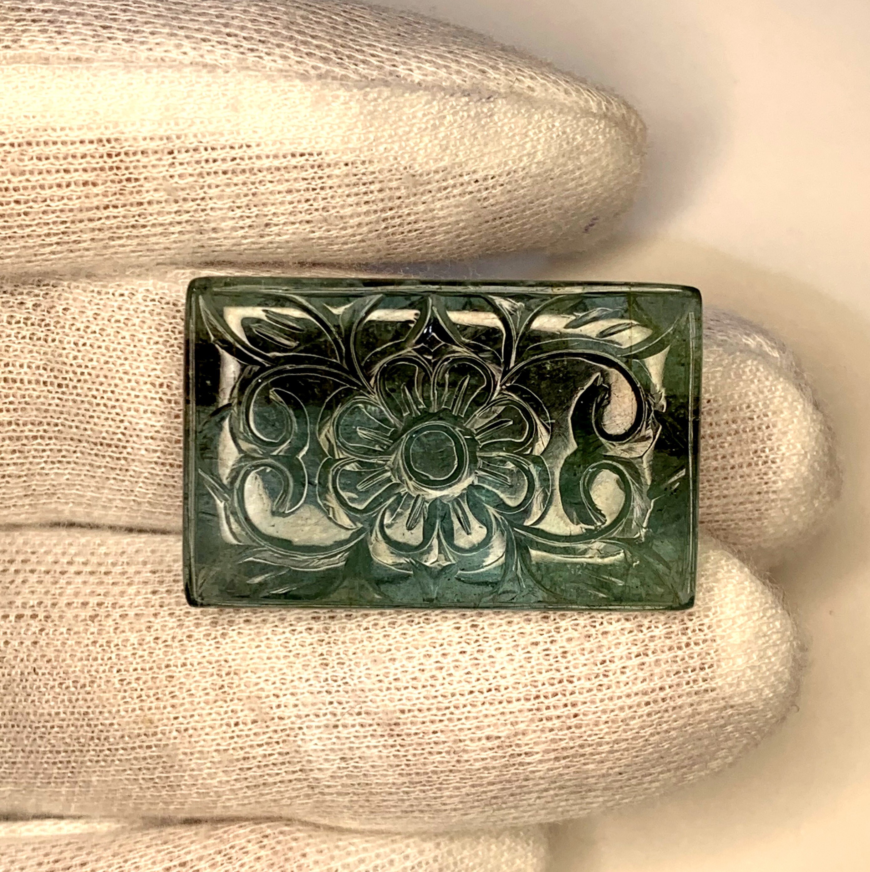 100% Natural Emerald Carved Gemstone Rectangle Shape Loose | Etsy