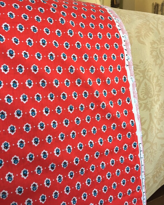 Red small print cotton fabric | Etsy