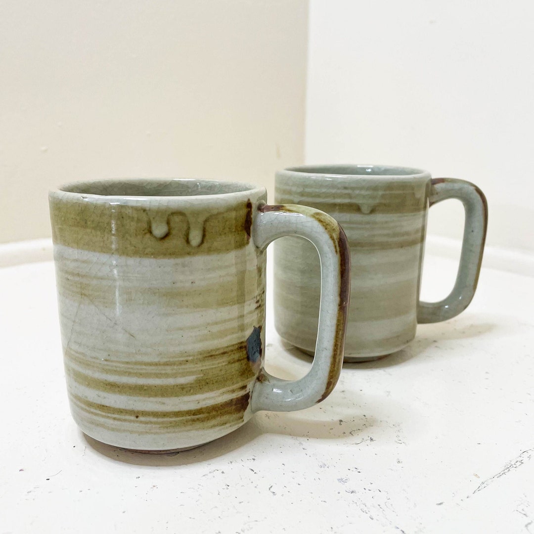 Vintage Glazed Stoneware Coffee Mugs, Pair of Two (2) - Etsy