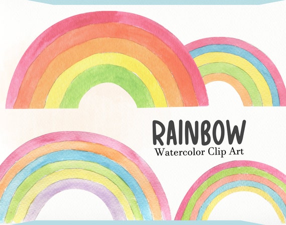 Watercolor Rainbow Clipart. Hand Painted Colorful Rainbow. | Etsy