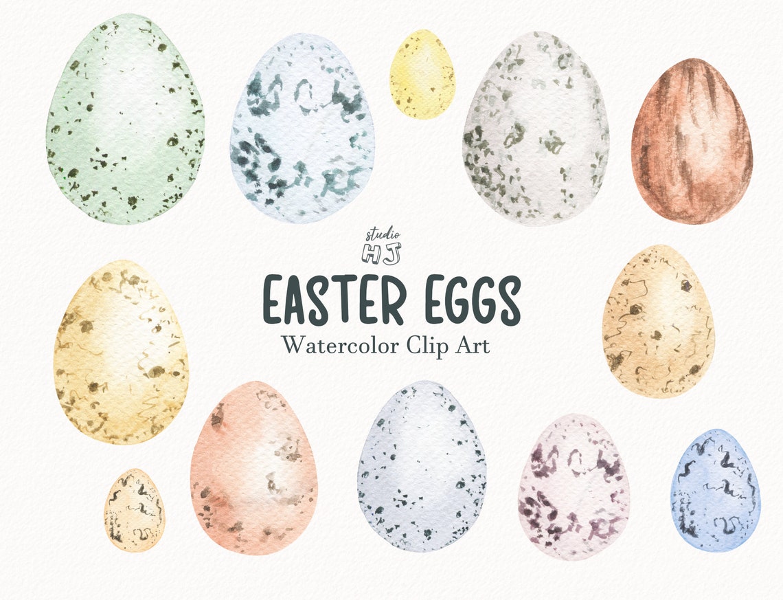 Watercolor Easter Eggs Clipart PNG . | Etsy