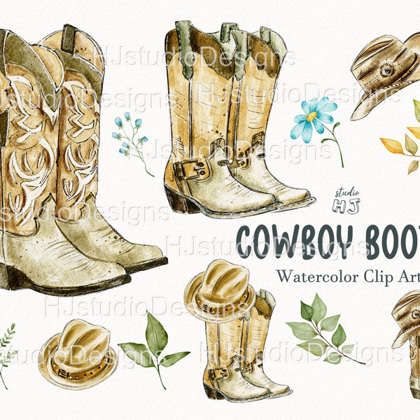 Cowboy Boots Clipart - Etsy