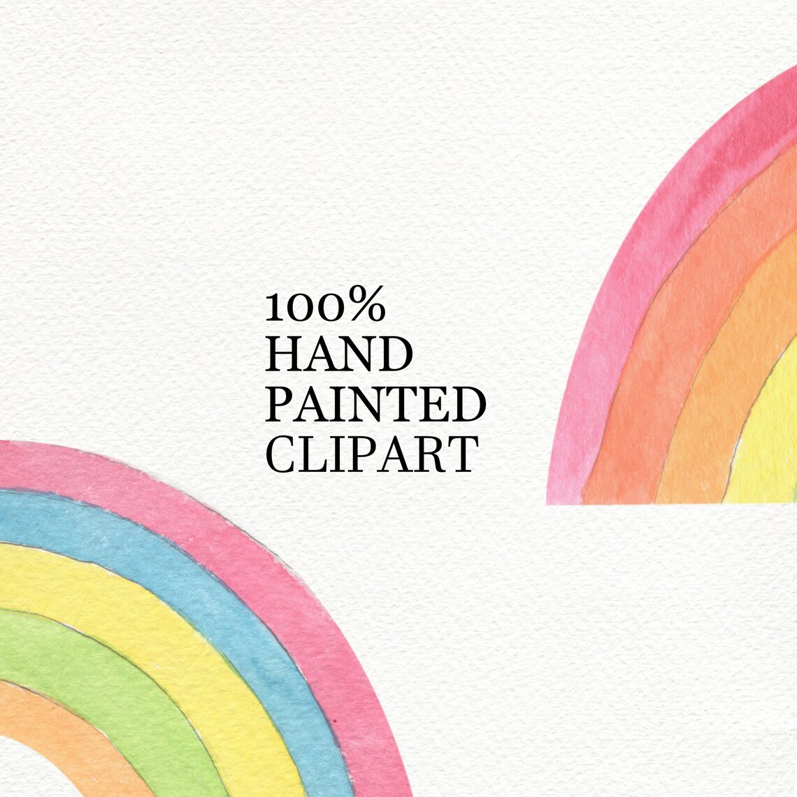 Watercolor Rainbow Clipart. Hand Painted Colorful Rainbow. | Etsy
