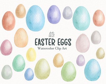 Watercolor Easter Eggs Clipart PNG . | Etsy