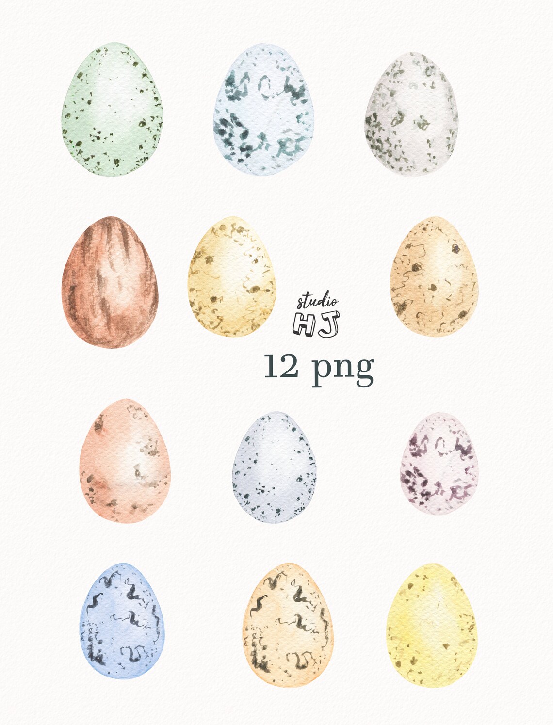 Watercolor Easter Eggs Clipart PNG . | Etsy