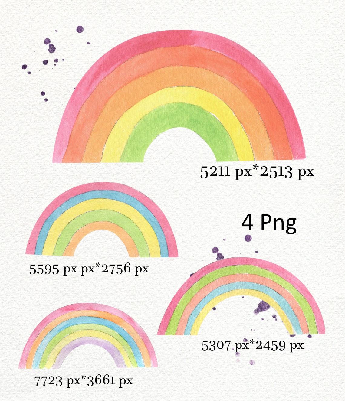 Watercolor Rainbow Clipart. Hand Painted Colorful Rainbow. | Etsy