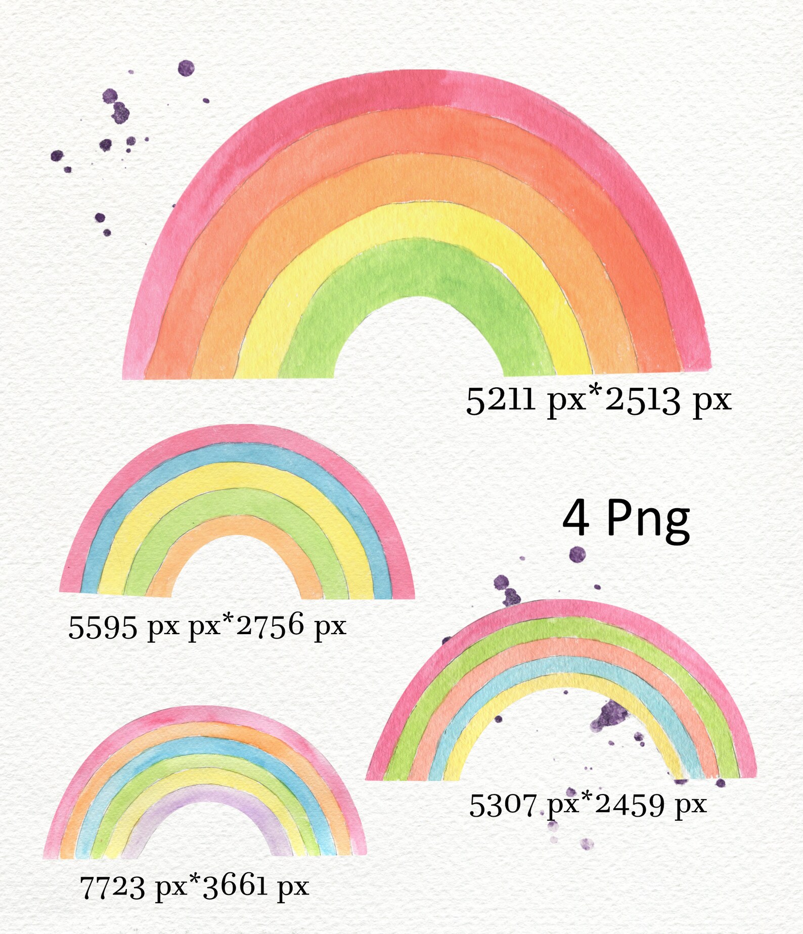 Watercolor Rainbow Clipart. Hand Painted Colorful Rainbow. | Etsy