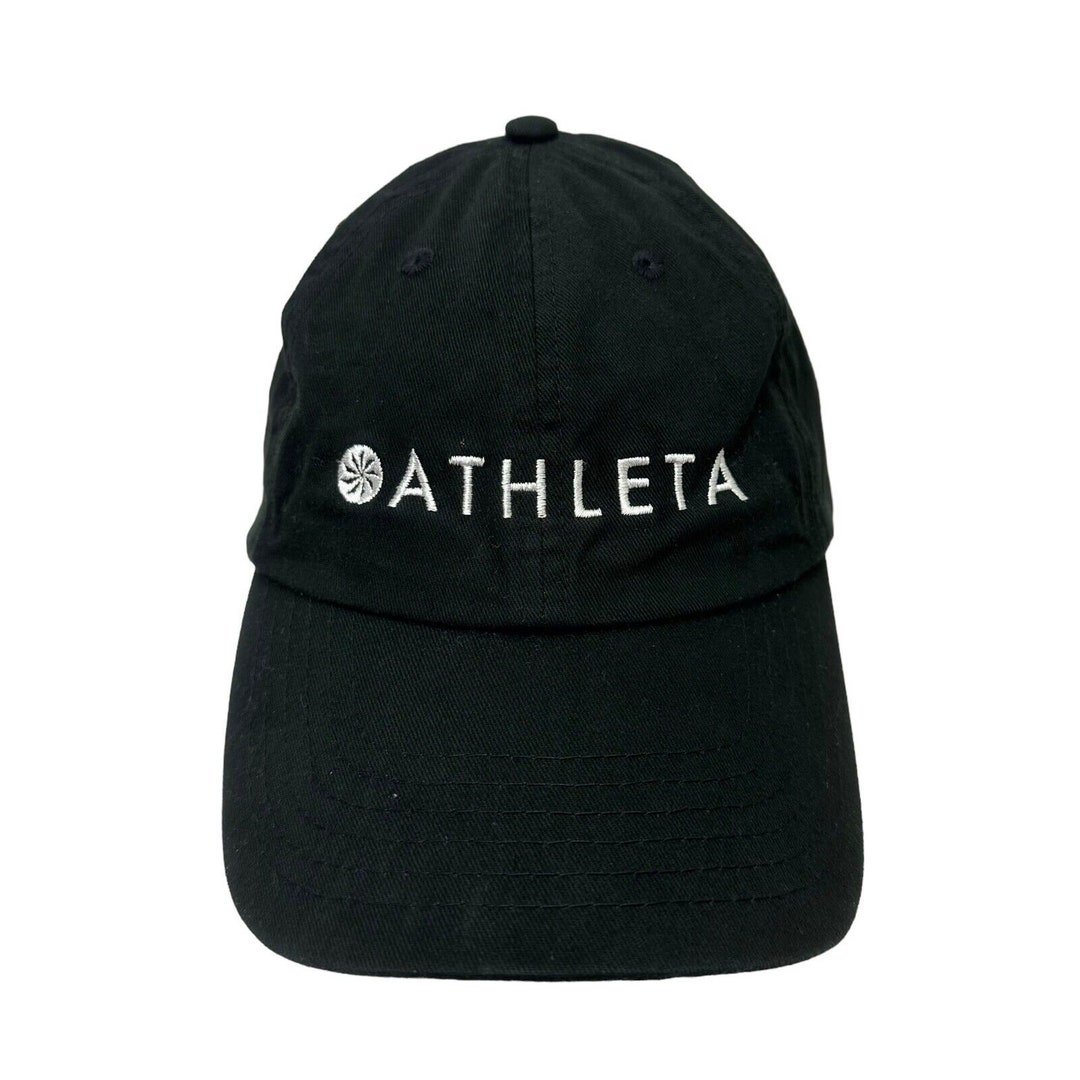 Vintage Athleta Hat Cap Black White Strapback Adjustable Embroidered ...