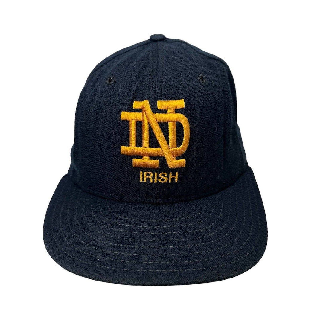 Vintage NEW ERA Notre Dame Fighting Irish Hat Cap Blue 5950 Fitted 6 7/ ...