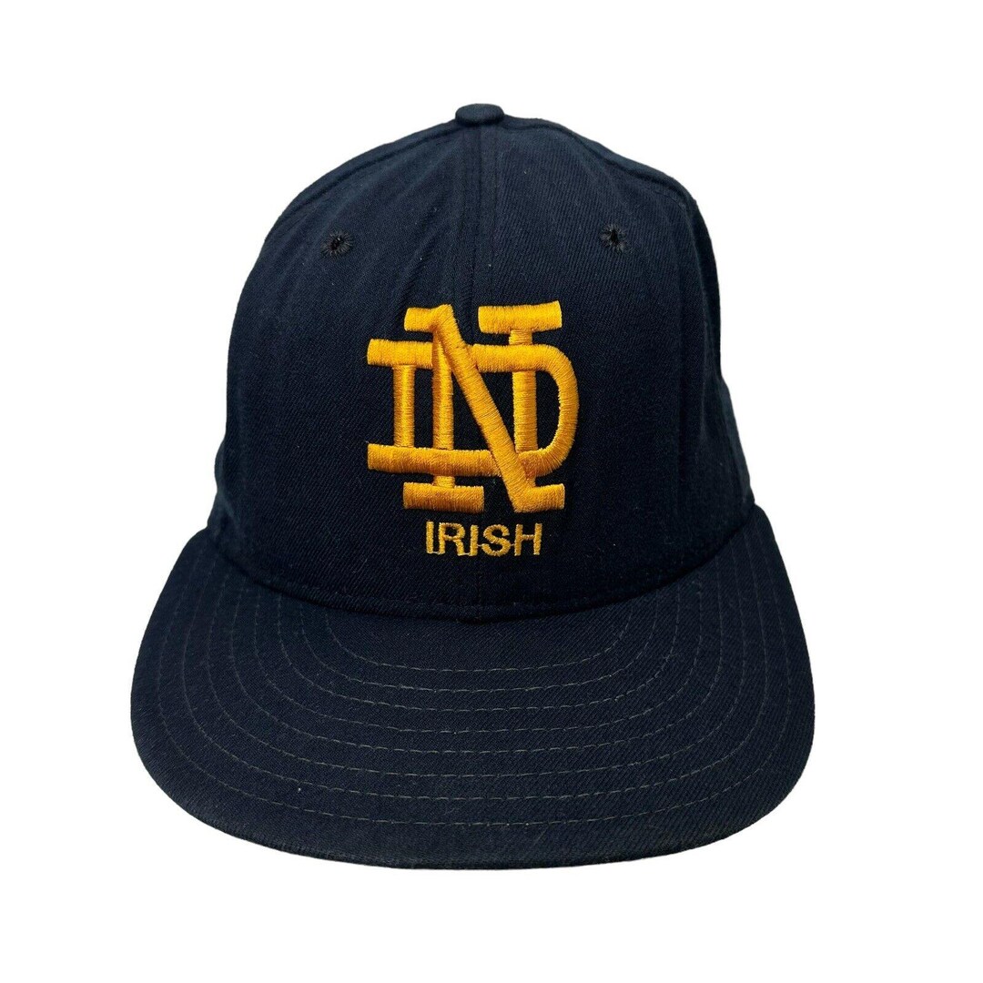Vintage NEW ERA Notre Dame Fighting Irish Hat Cap Blue 5950 Fitted 6 7/ ...