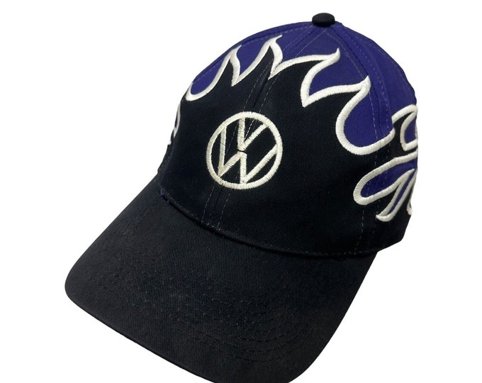 Volkswagen Hat Cap Black Purple Flames Strapback Adjustable Embroidered ...