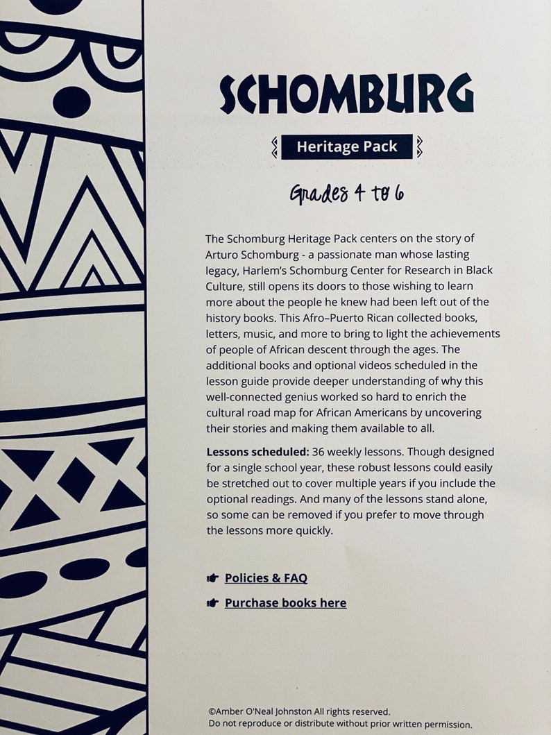 Schomburg Heritage Pack - African American History Lesson Guide - Etsy
