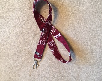 Texas A&M Aggies ID Badge Lanyard Maroon and White Beaded ID Badge ...