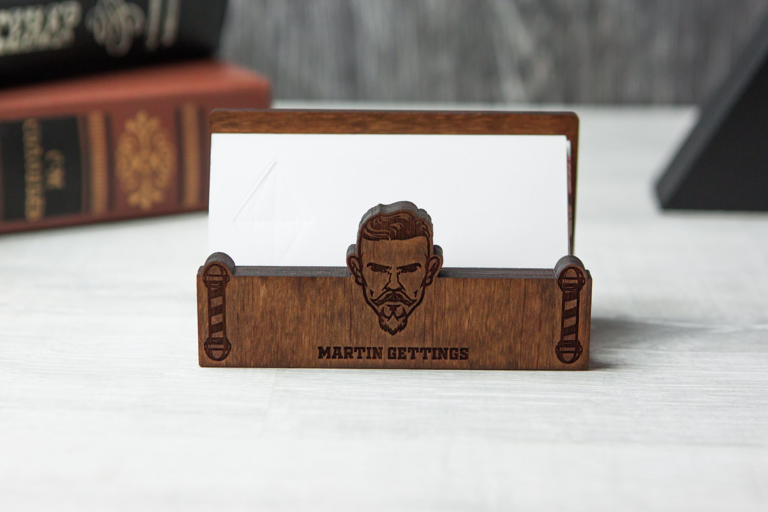 Barber card holderBarber giftsBarber shop signBusiness card | Etsy