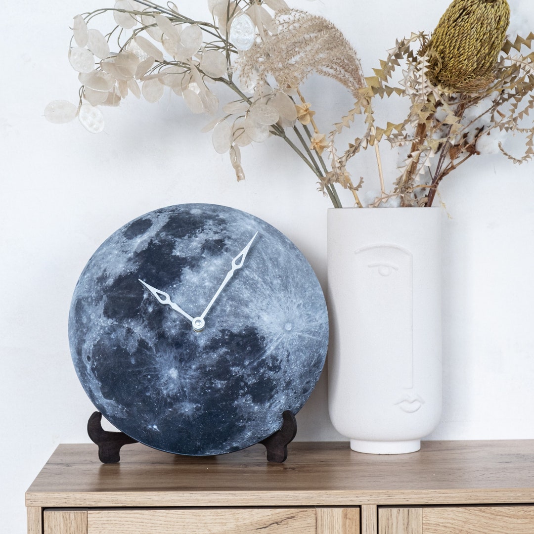 Full Moon Clock, Lunar Clock, Moon Wall Clock, Space Clock, Astrology ...