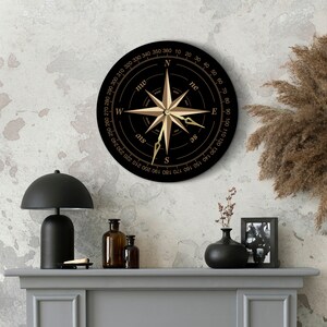 Compass Wall Clock Nautical, Modern Clock, Nautical Wall Clock ...