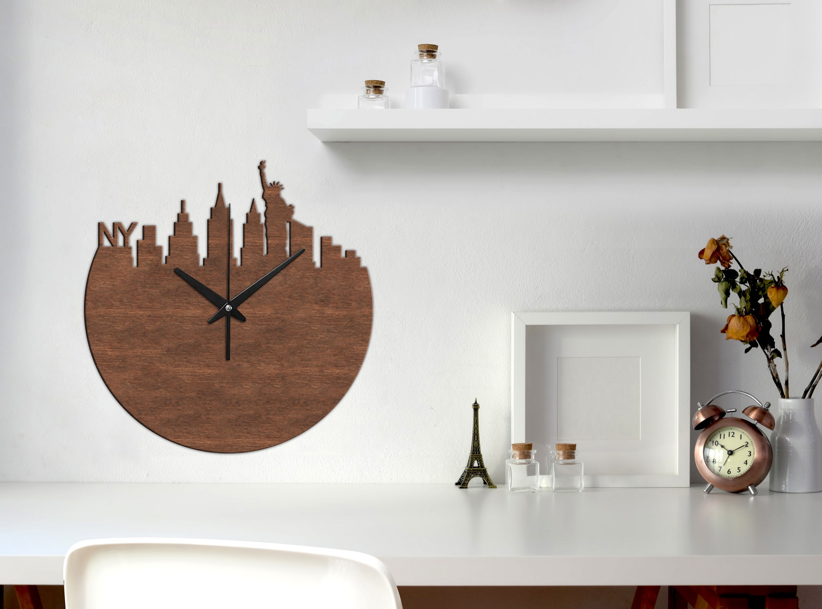 New York City Clocknew York City Skyline Clocknyc Wall - Etsy