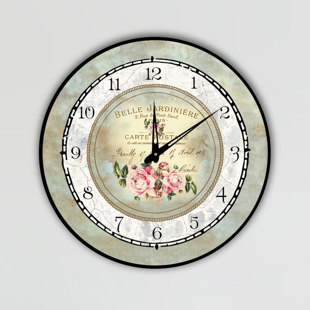 Wall Clock With Flowers, Bohemian Wall Clock, Modern Wall Clock ...