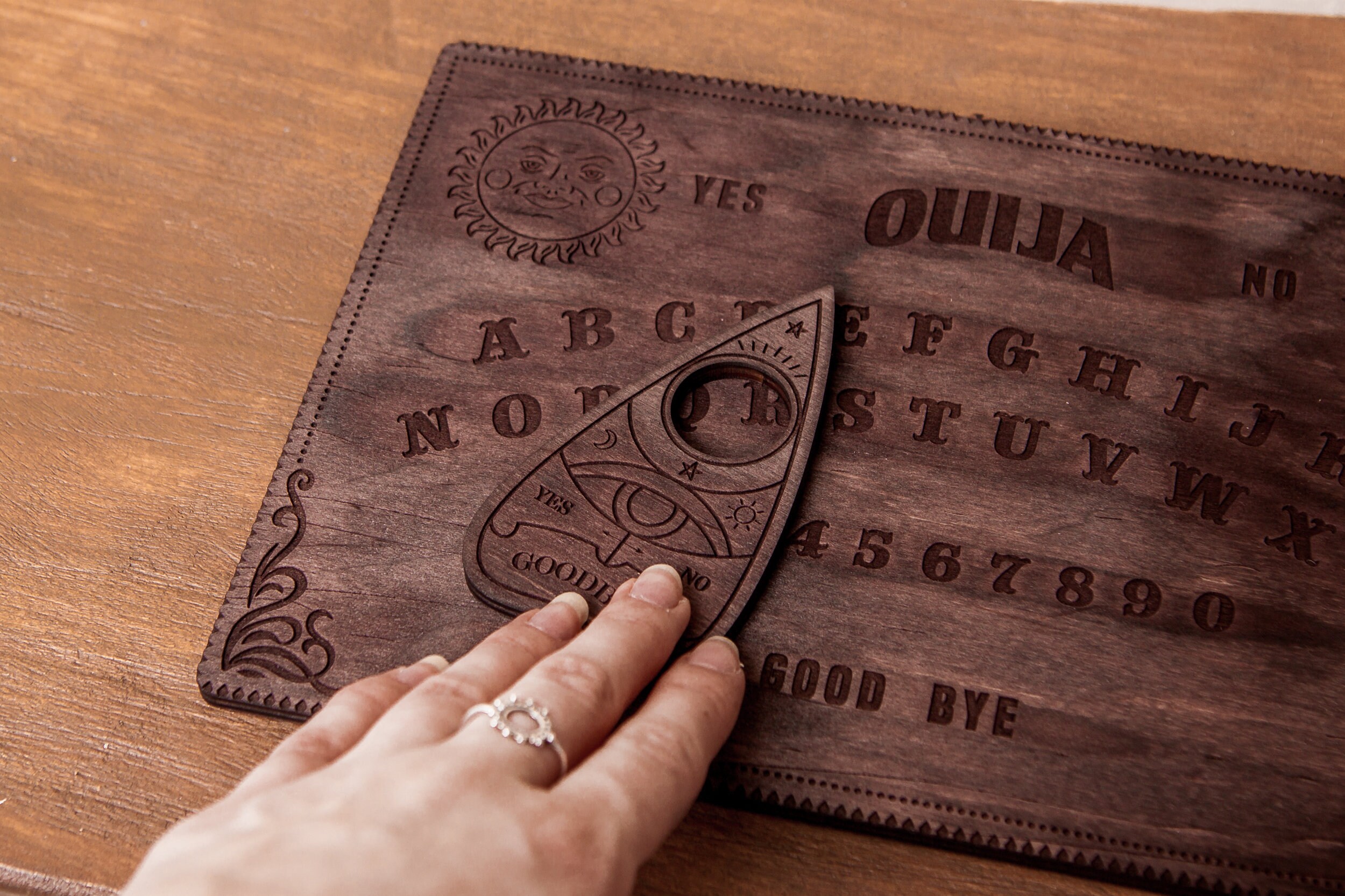 Ouija Board Wood, Spirit Board Table, Ouija Board Game, Occult Board ...