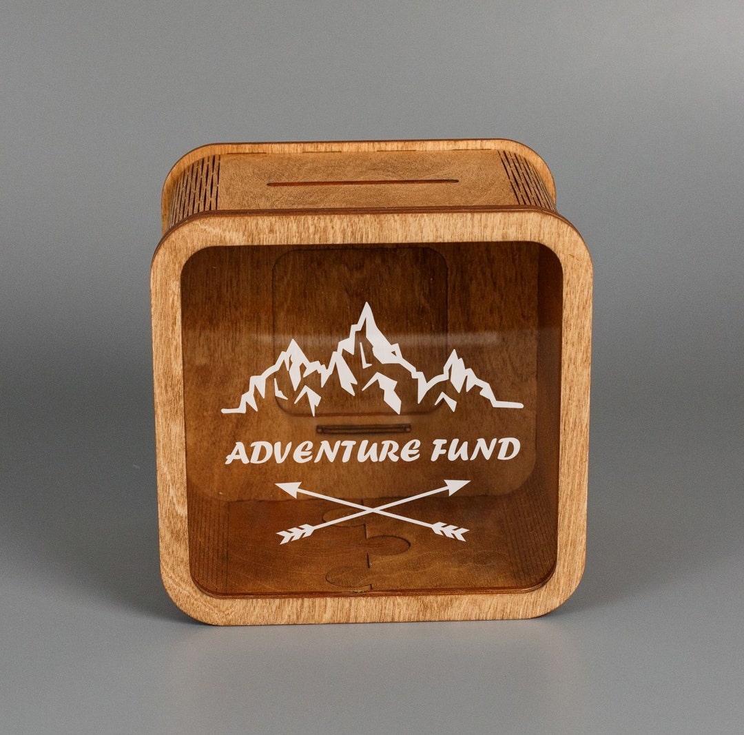 Personalized Mini Box, Custom Money Box, Adventure Fund Bank, Wooden ...